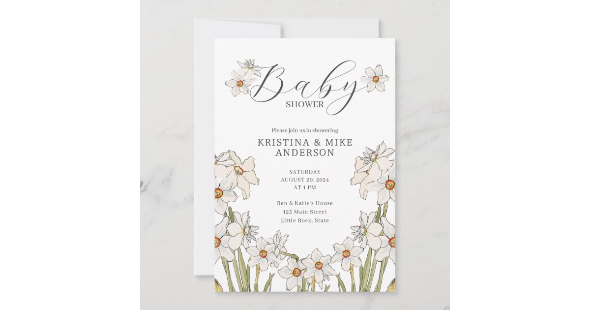 All in One Daffodil Spring QR Code Baby Shower Invitation | Zazzle