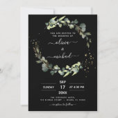 All in One Eucalyptus Black Rustic Wedding Invitation | Zazzle