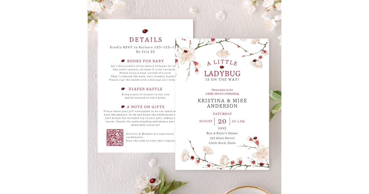 All in One Little Ladybug QR Code Shower Invitation | Zazzle