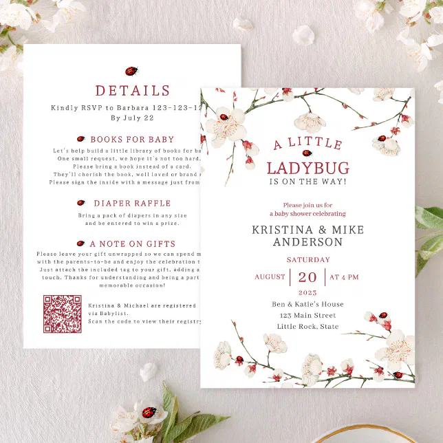 All in One Little Ladybug QR Code Shower Invitation | Zazzle