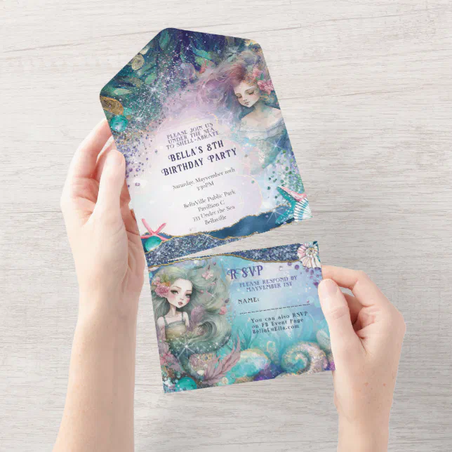 ALL IN ONE Mermaid Under the Sea Invitation | Zazzle