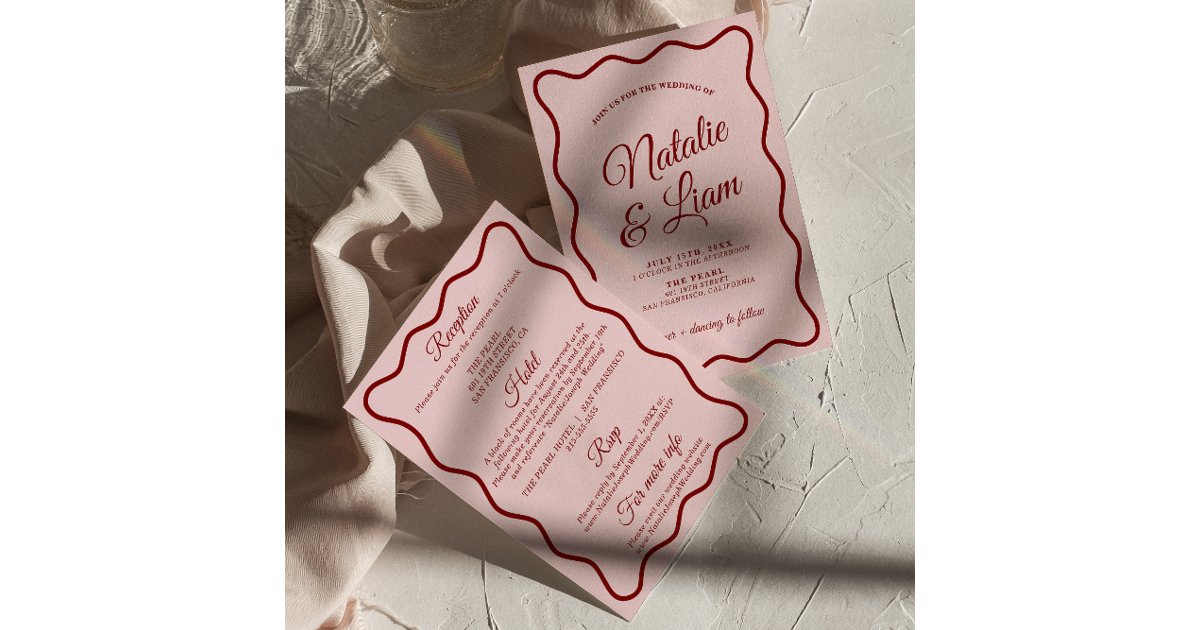 All In One Modern Colorful Retro Funky Wedding Invitation | Zazzle