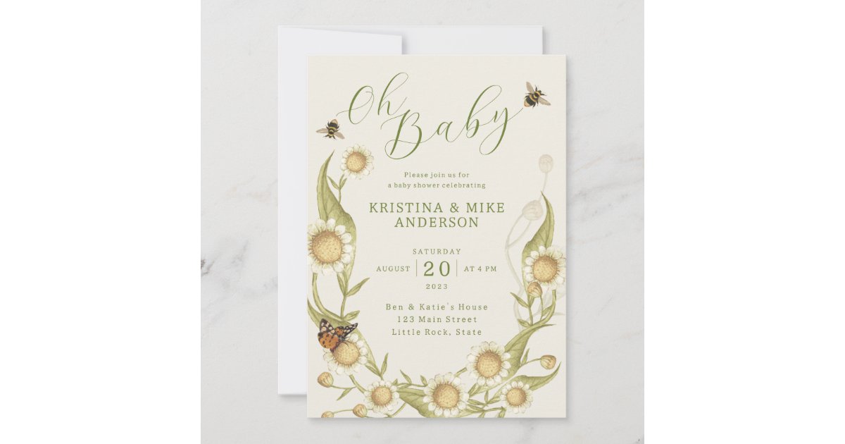 All in One Oh Baby Bee QR Code Shower Invitation | Zazzle