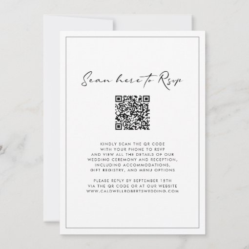 All in One QR Code RSVP Modern Calligraphy Wedding Invitation | Zazzle