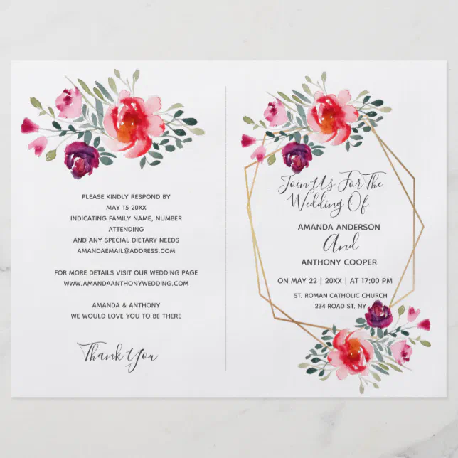 All in one rsvp, invitation, reception, details fl flyer | Zazzle