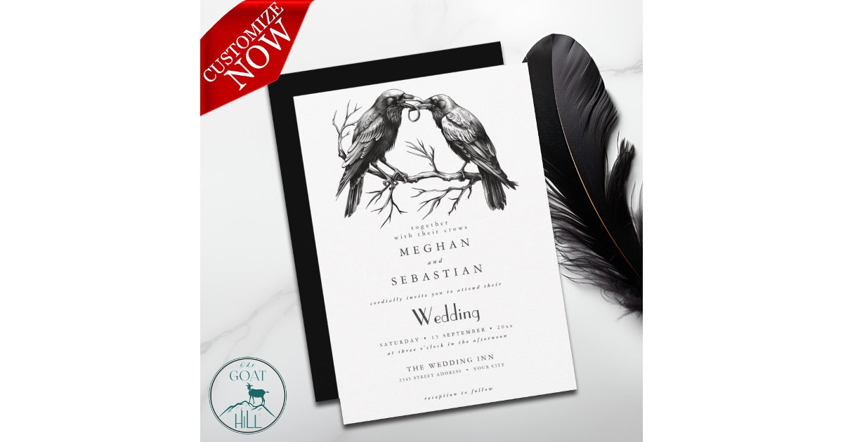ALL in ONE Wedding Crows in Love Invitation | Zazzle