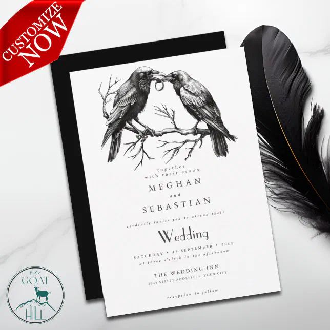 ALL in ONE Wedding Crows in Love Invitation | Zazzle
