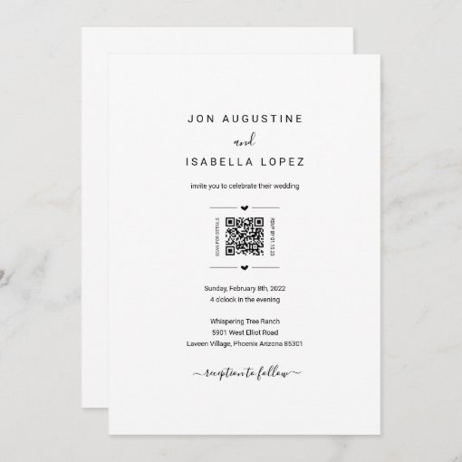 All in One Wedding Invitation QR Code RSVP Details | Zazzle