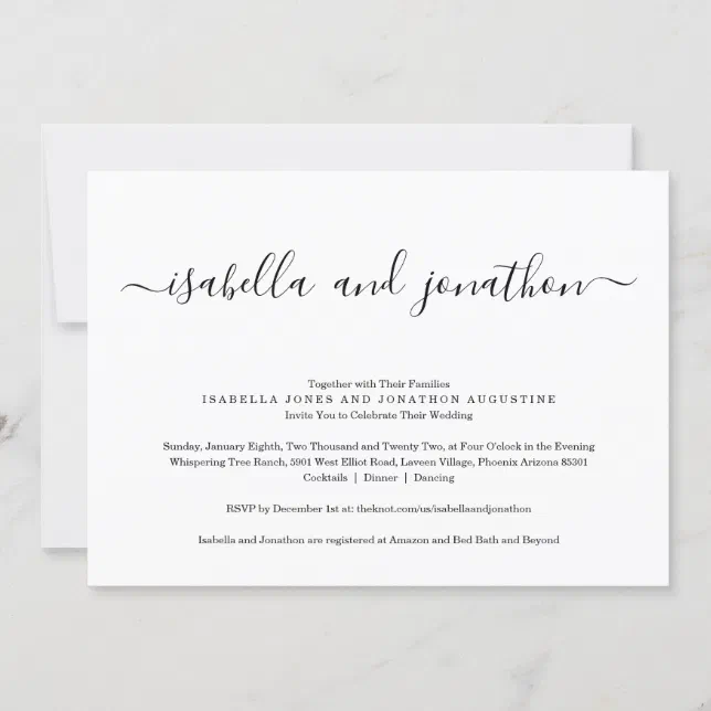 All in One Wedding Invitation with RSVP & Registry | Zazzle