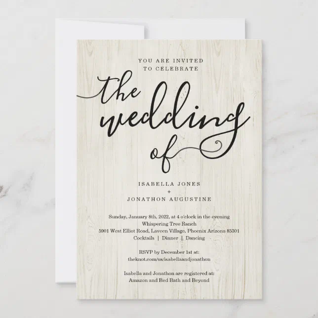 All in One Wedding Invitation with RSVP & Registry | Zazzle