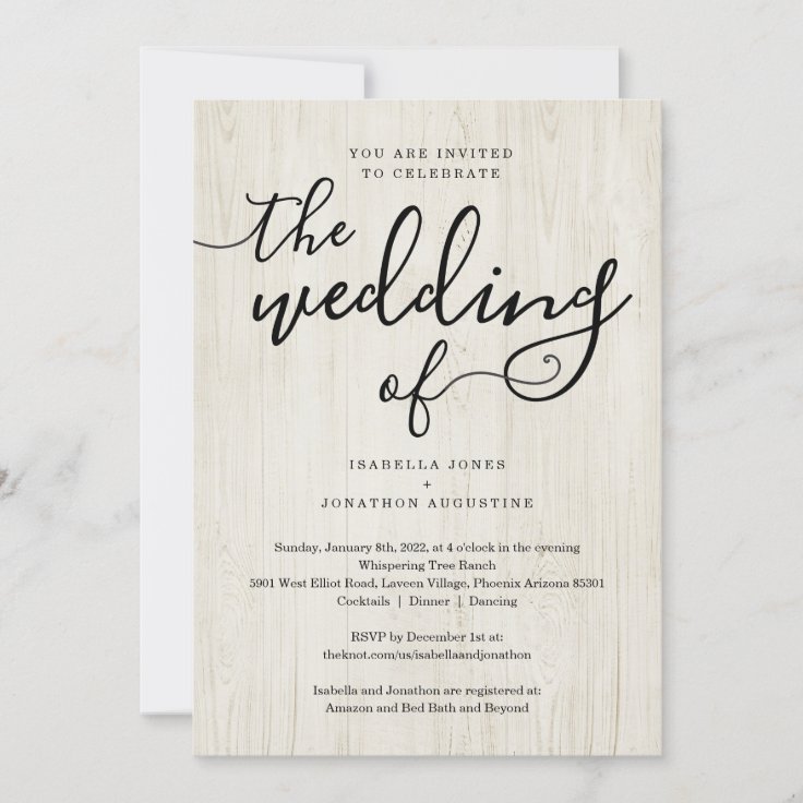 All in One Wedding Invitation with RSVP & Registry | Zazzle