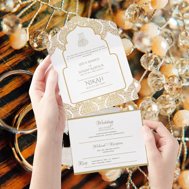 All Inclusive Gold Muslim Islamic Nikah Wedding All In One Invitation ...