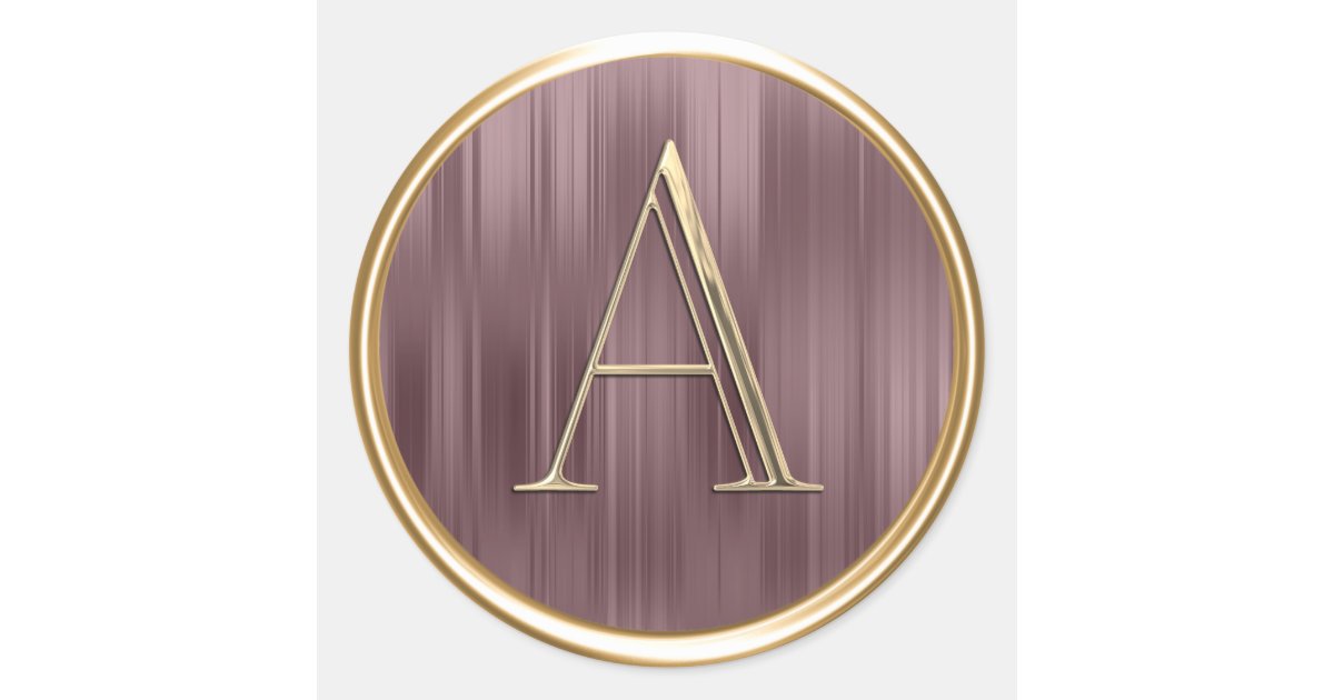ALL INITIALS Gold Monogram Dusty Rose Pink Classic Round Sticker | Zazzle