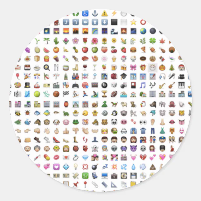 All iPhone / iOS emojis Classic Round Sticker | Zazzle