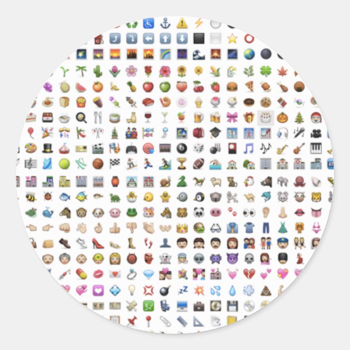All iPhone / iOS emojis Classic Round Sticker | Zazzle.com