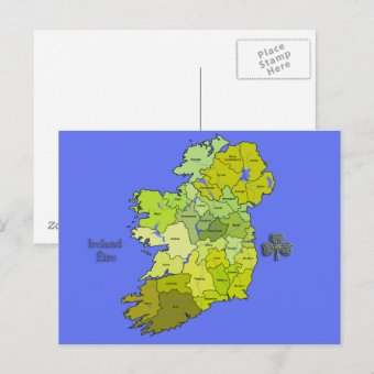 All Irish Map of Ireland Postcard | Zazzle