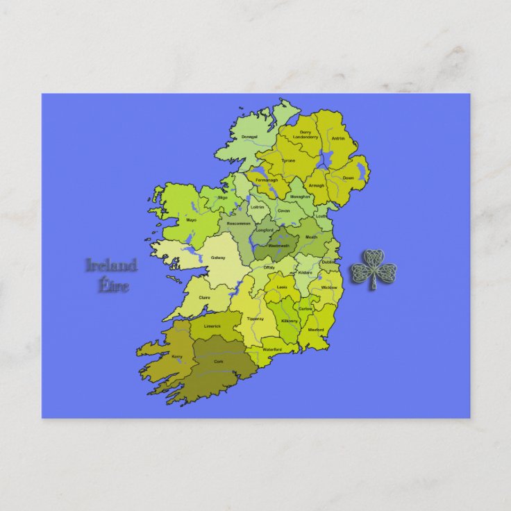 All Irish Map of Ireland Postcard | Zazzle