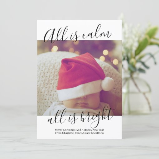 All Is Calm All Is Bright Personalized Christmas Holiday Card | Zazzle