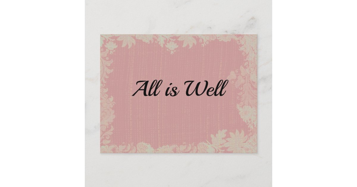 All is Well Quote Postcard | Zazzle