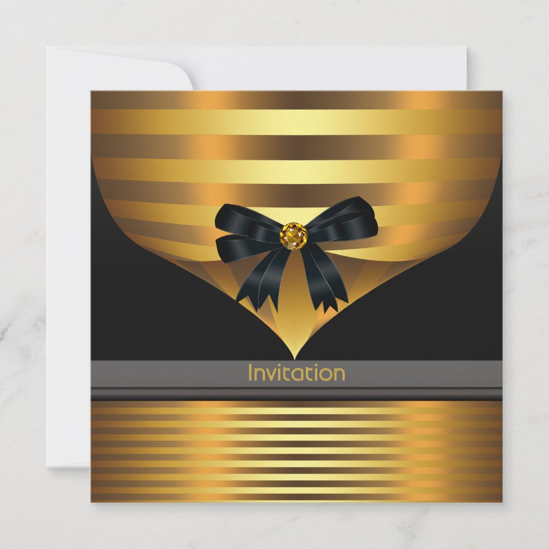 All Occasion Black Gold Party Invitation Template | Zazzle