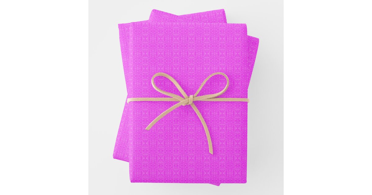 All-Occasion Elegant Abstract Pattern in Neon Pink Wrapping Paper ...