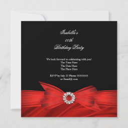 All Occasion Luxury Red Bow Black Party Invitation | Zazzle