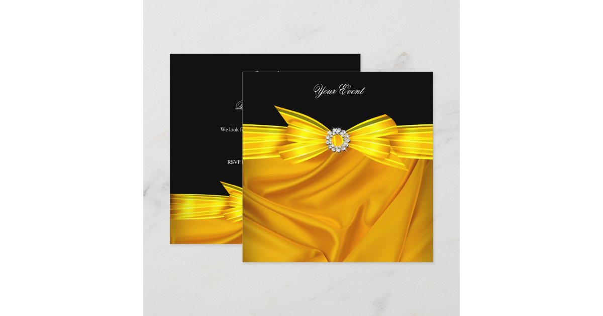 All Occasion Luxury Yellow Black Party Invitation | Zazzle