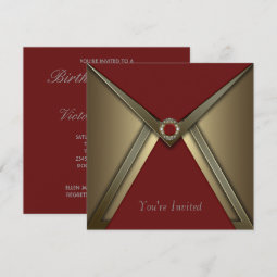 All Occasion Red Gold Invitation Template | Zazzle