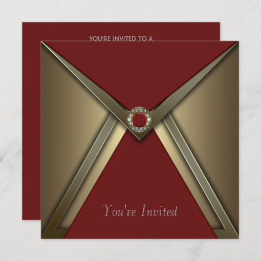 All Occasion Red Gold Invitation Template | Zazzle