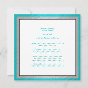 All Occasions Turquoise Silver Stripes Party Invitation | Zazzle