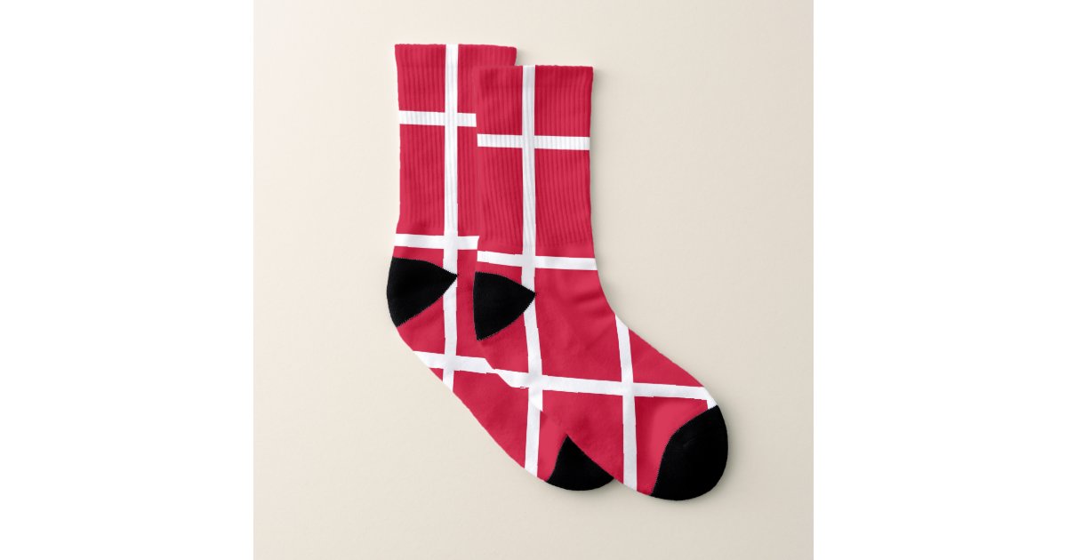 All Over Print Socks with Flag of Denmark | Zazzle