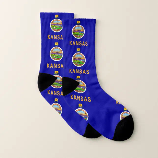 All Over Print Socks with Flag of Kansas | Zazzle