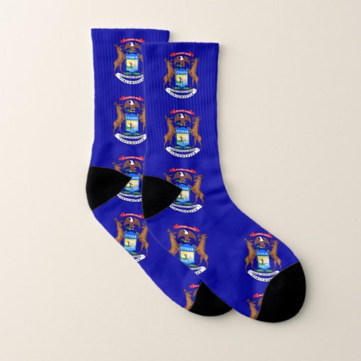 All Over Print Socks with Flag of Michigan | Zazzle