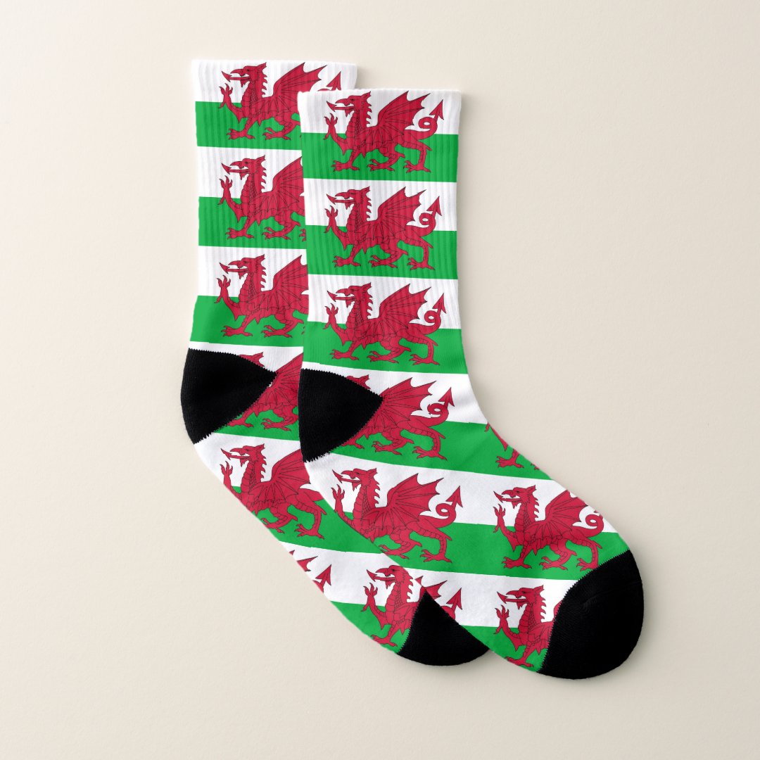 All Over Print Socks with Flag of Wales | Zazzle