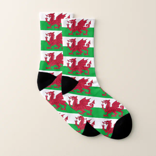 All Over Print Socks with Flag of Wales | Zazzle