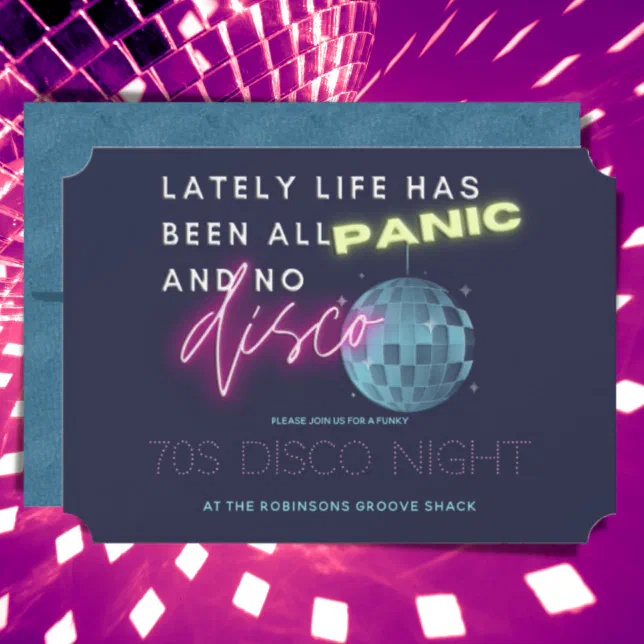 All Panic No Disco 70s Party Ticket Invitation | Zazzle