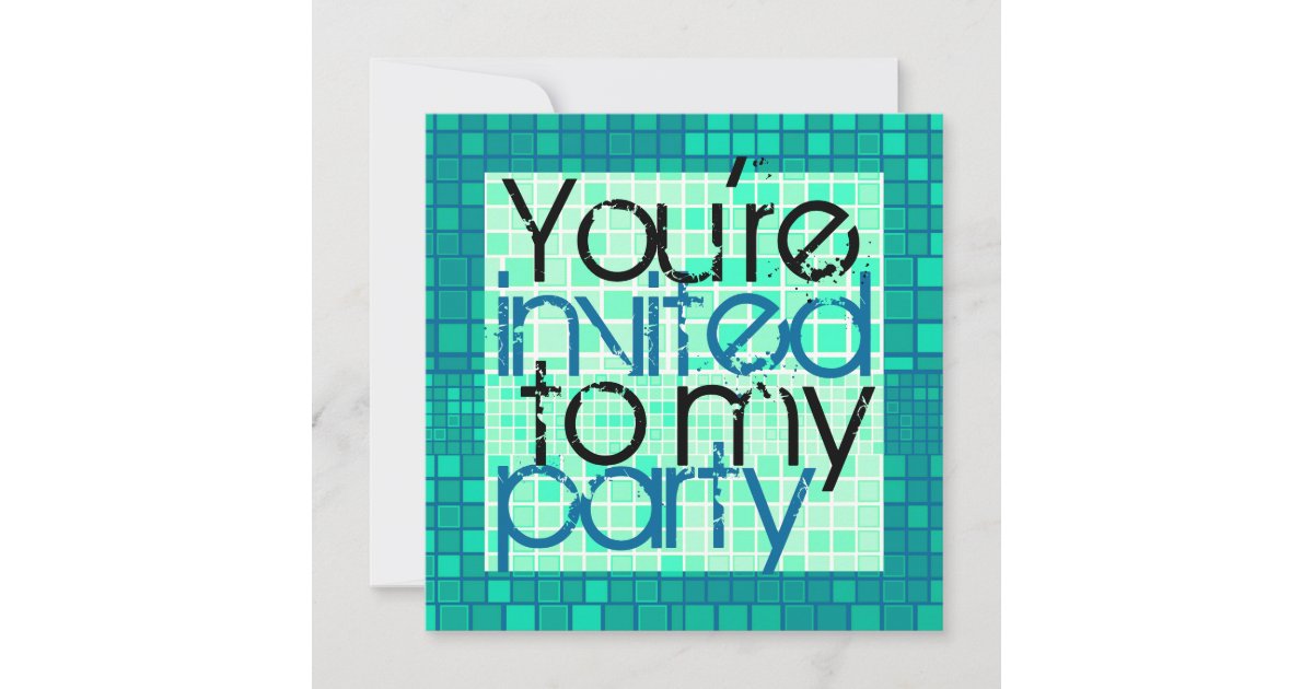 All Party Invitation Green Mosaic | Zazzle