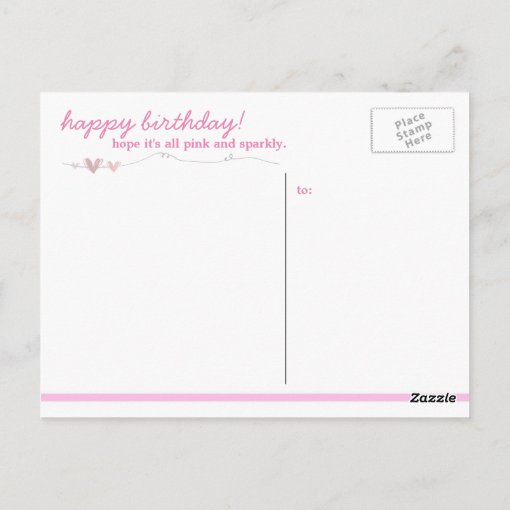 All Pink and Sparkly Birthday Fanfare Postcard | Zazzle