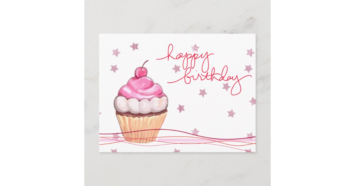 All Pink and Sparkly Birthday Fanfare Postcard | Zazzle