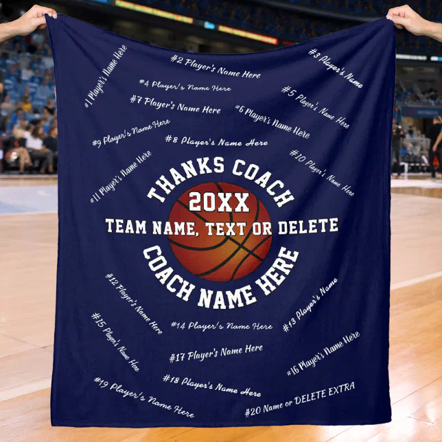All Players Coach Names on Basketball Coach Gifts Fleece Blanket | Zazzle