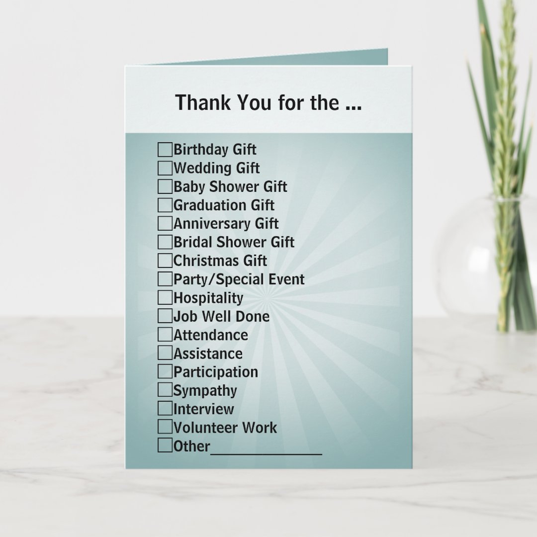 All-Purpose Checkbox Thank You Card | Zazzle