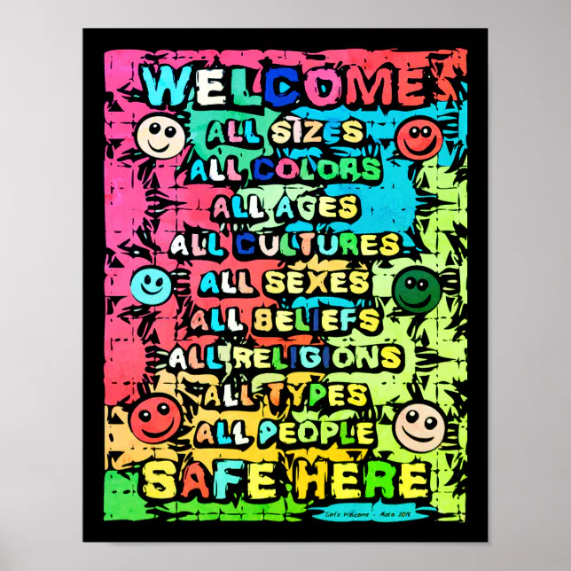 All Safe Here ~ Rainbow Welcome Poster | Zazzle