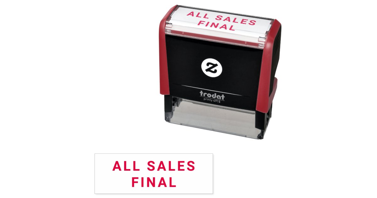 ALL SALES FINAL Business Self-inking Stamp RED | Zazzle