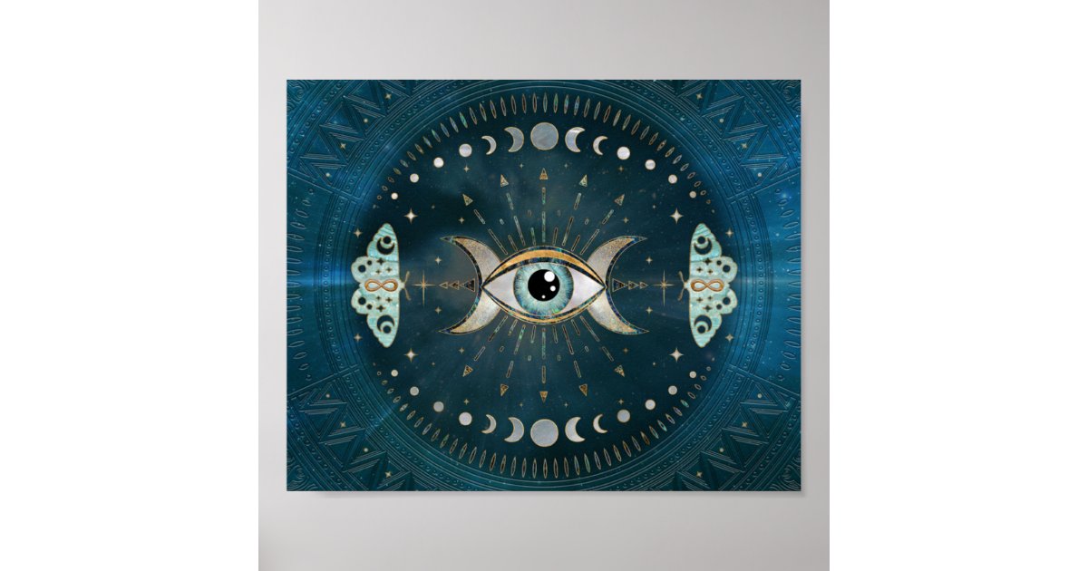 All Seeing Eye and Moons Poster | Zazzle