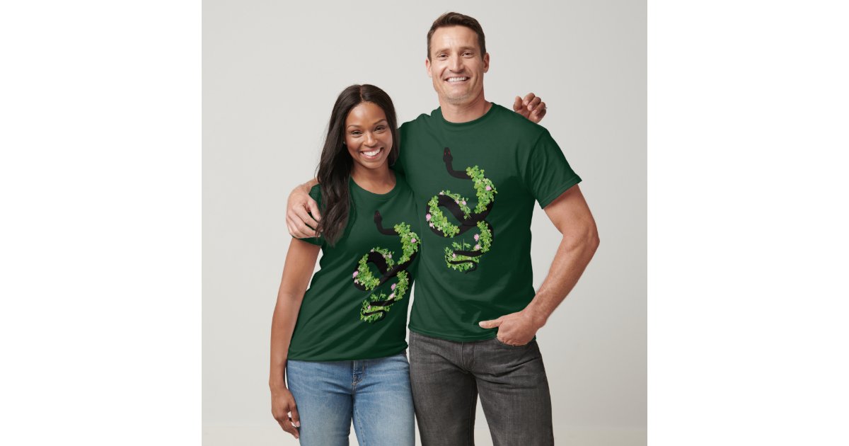 All Snakes Day Lucky Black Serpent in Clover T-Shirt | Zazzle