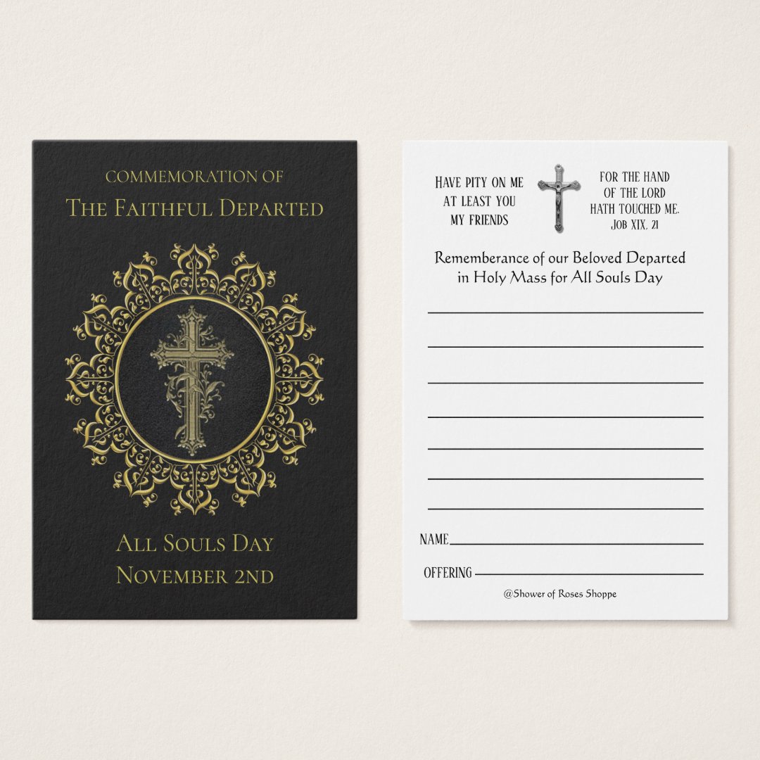 All Souls Day Memorial Masses Deceased Holy Card | Zazzle