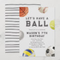 All Sports Let's Have a Ball Modern Boy Birthday Invitation | Zazzle