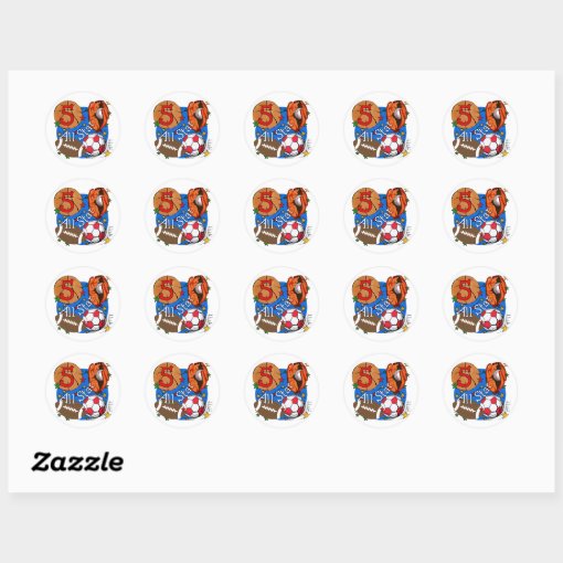 All Star 5th Birthday T-shirts and Gifts Classic Round Sticker | Zazzle