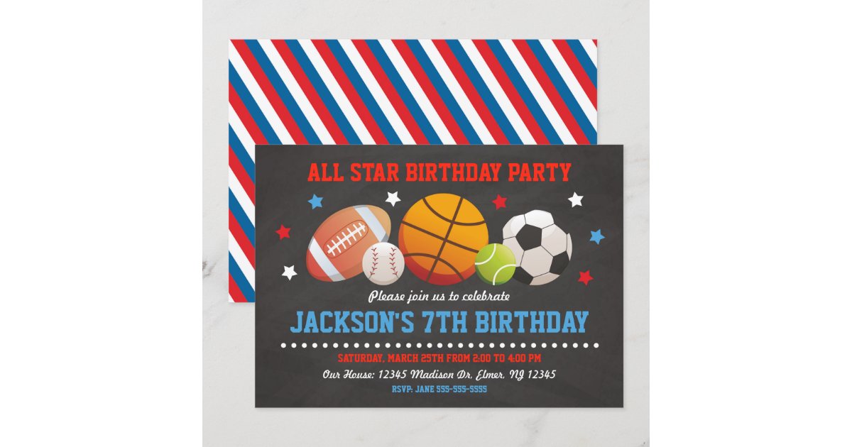All Star Birthday Invitation for Boys | Zazzle