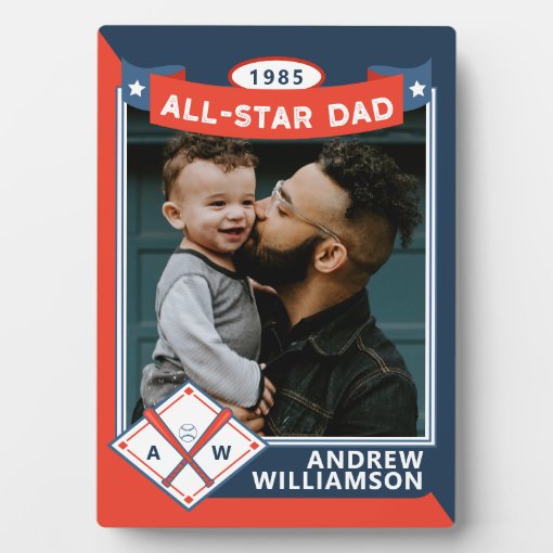 All Star Dad Custom Baseball Card Photo Keepsake Plaque | Zazzle